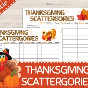 Thanksgiving Scattergories | Printable Scattergories List ...