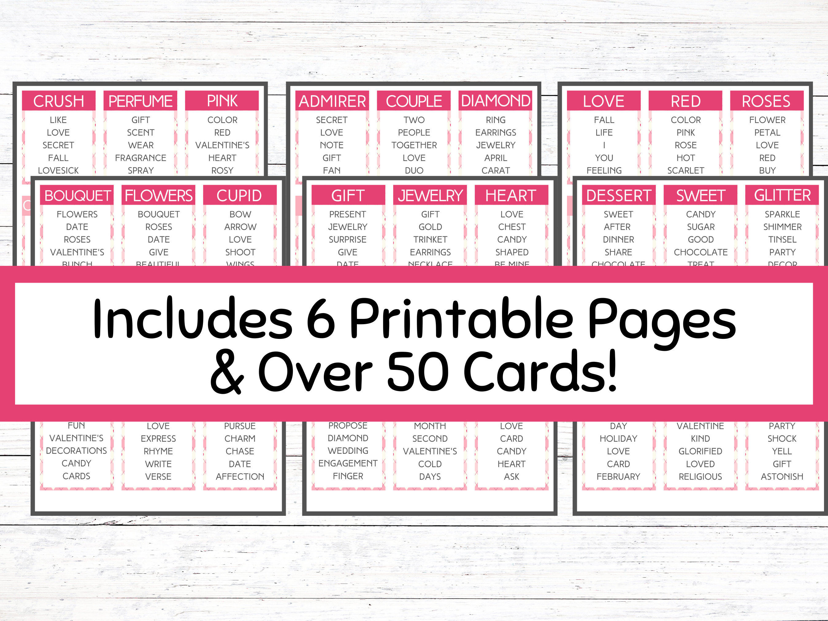 Valentine's Taboo | Printable Taboo Cards | Valentine's Games ...