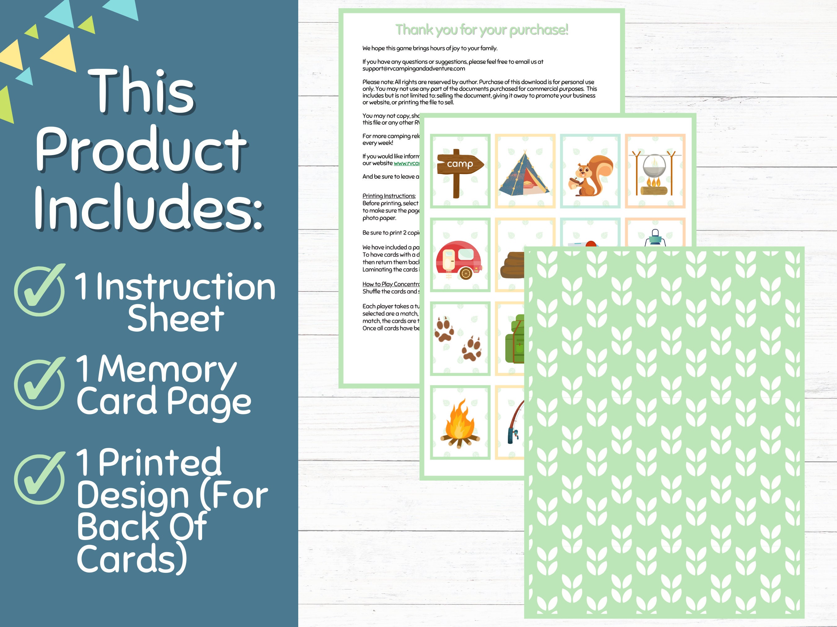 Camping Memory Game | Matching Game | Printable Game | Kid's Activities ...