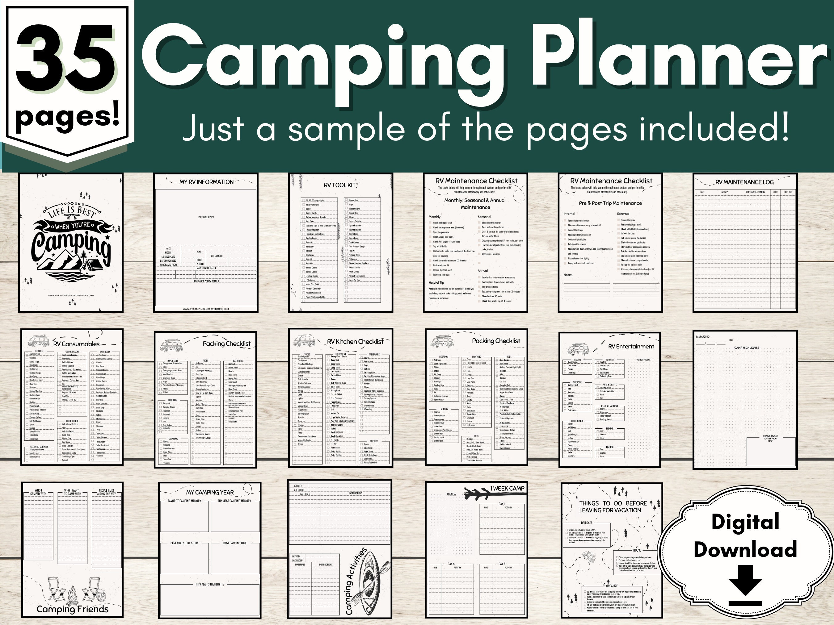 Printable Camping Planner | Camping Journal | Meal Planner | RV ...