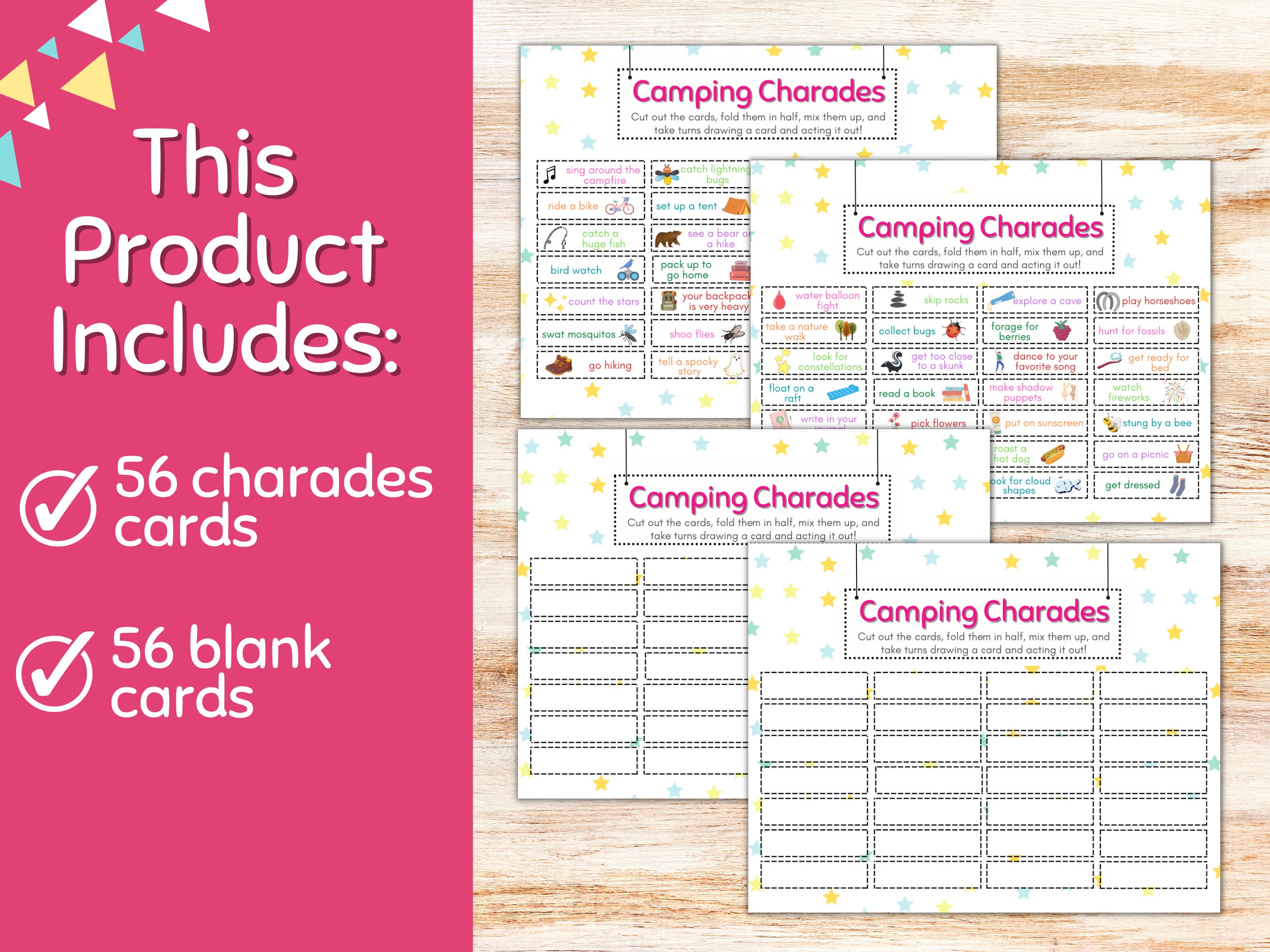 Camping Charades for Kids Charade Cards Printable Camping Games ...