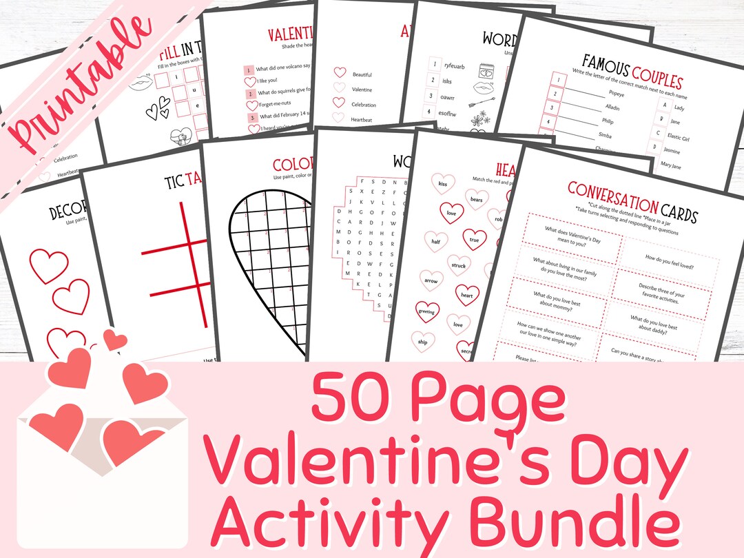 Printable Valentine's Day Activity Bundle | Coloring Pages | Printable ...