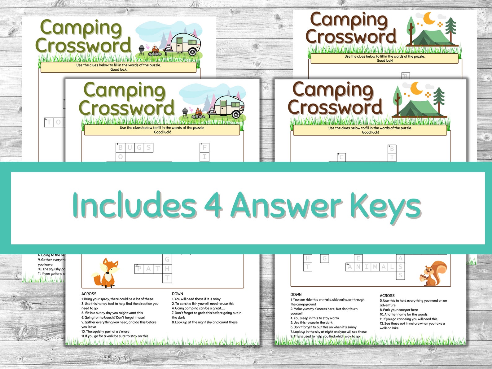 Camping Crossword Puzzle | Camping Games for Kids | Summer Activities ...