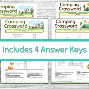 Camping Crossword Puzzle | Camping Games for Kids | Summer Activities ...