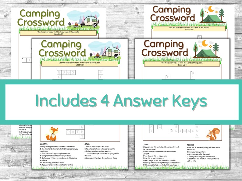 Camping Crossword Puzzle | Camping Games for Kids | Summer Activities ...