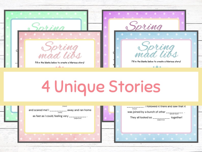 Spring Mad Libs | Printable Fill in the Blank | Party Game | Kid's Mad ...