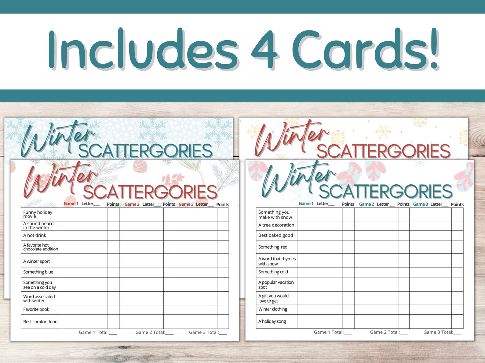 Winter Scattergories | Printable Scattergories List | Winter Game ...