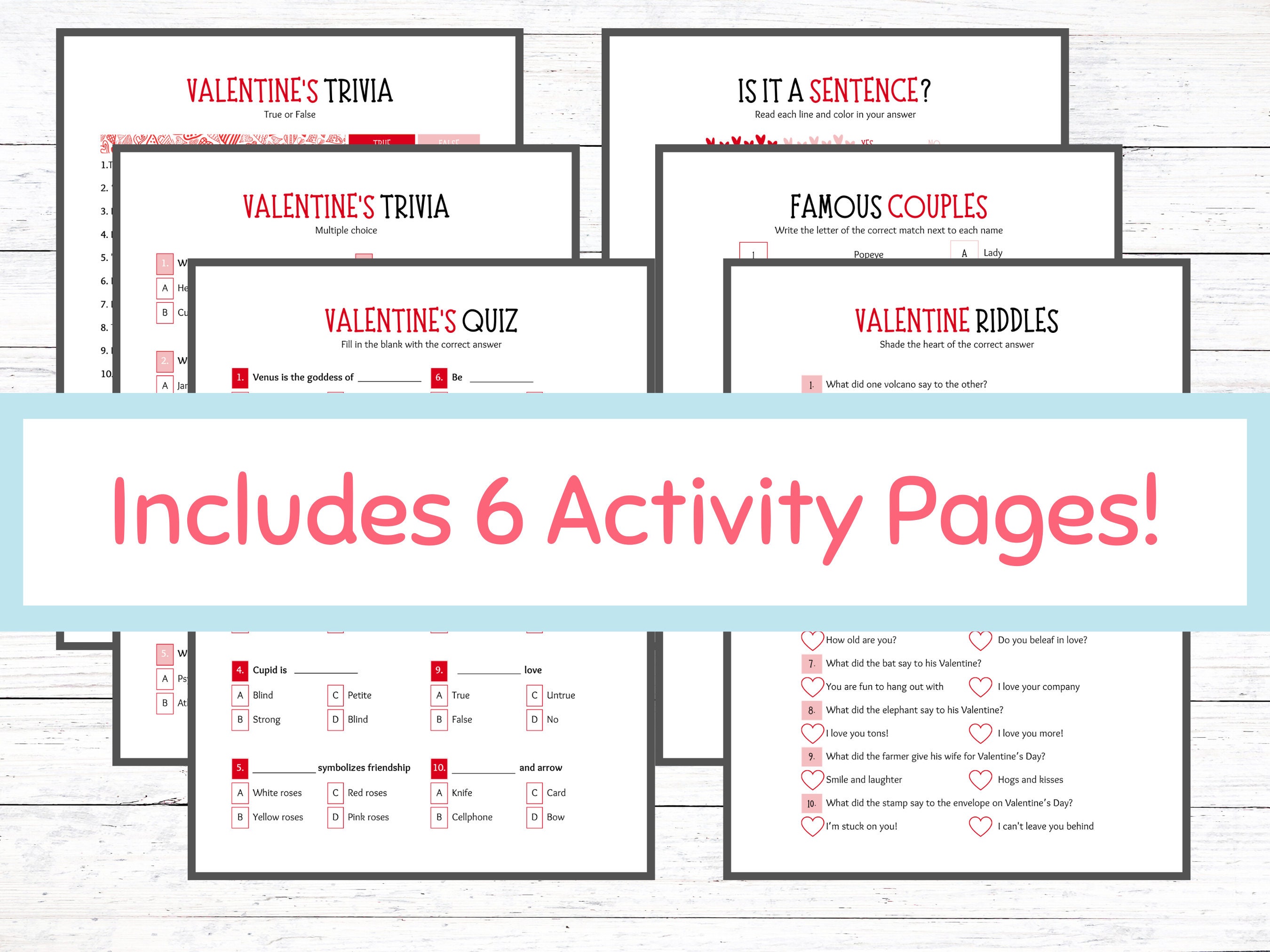 Printable Valentine's Day Trivia, Quizzes & Riddles | Famous Couples ...