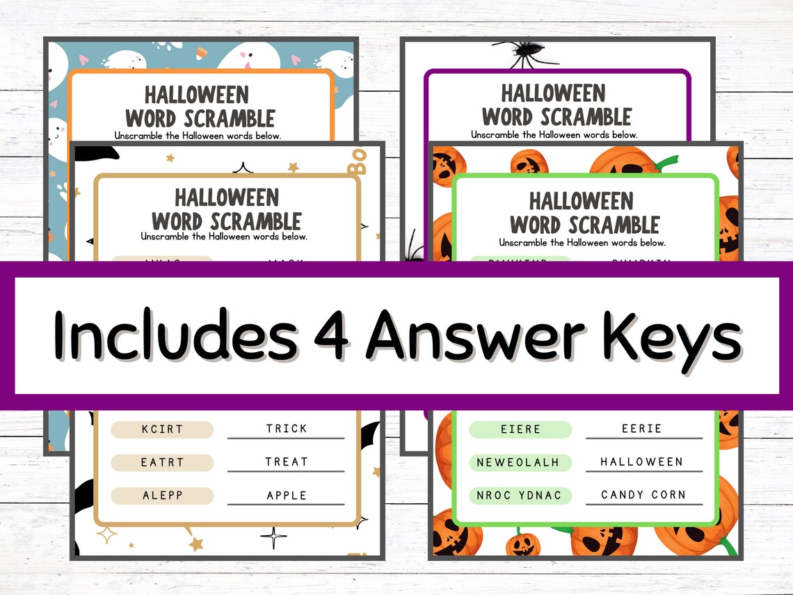 Halloween Word Scramble | Printable Games | Halloween Party Games ...