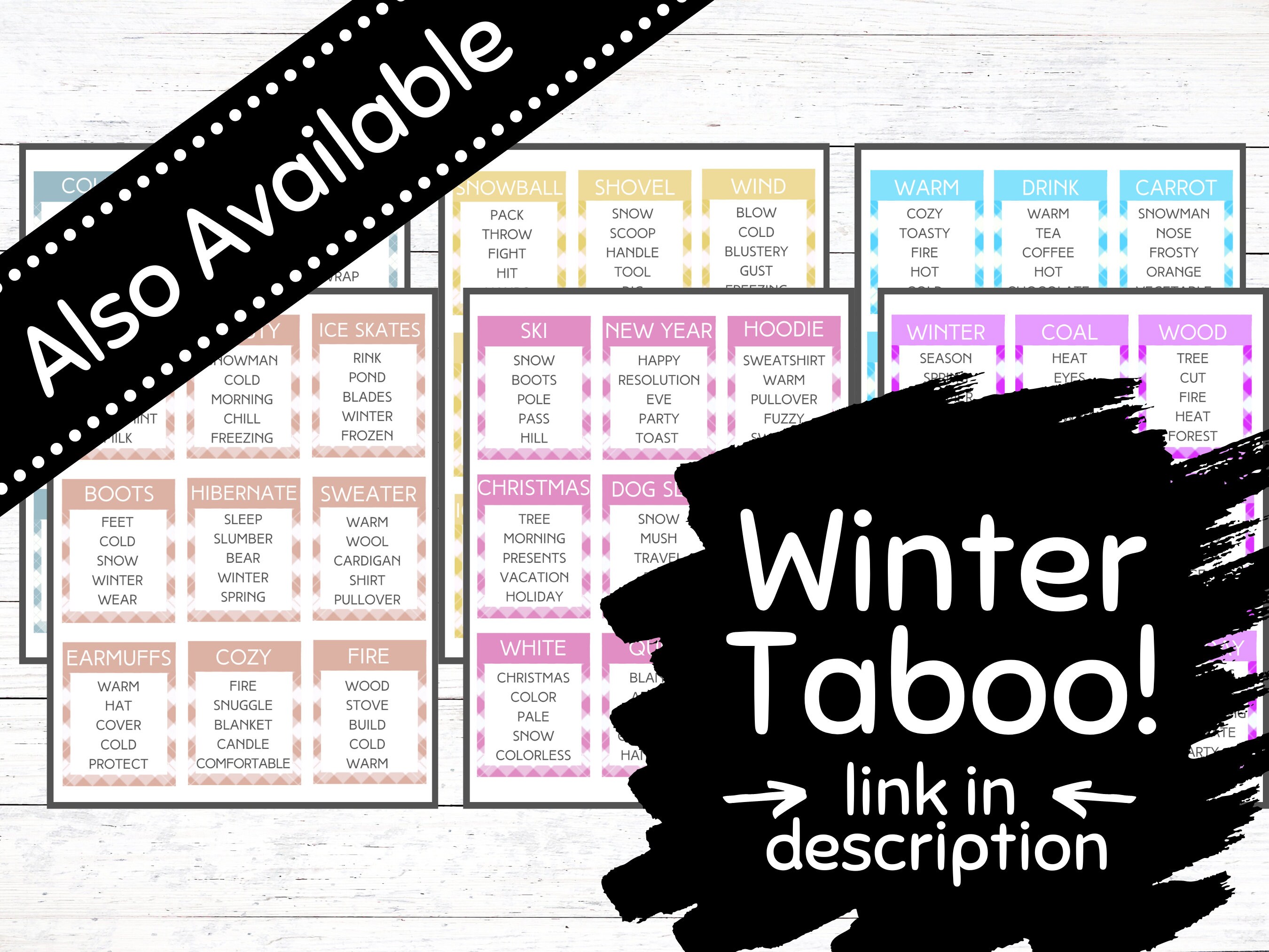 New Years Taboo | Printable Taboo Cards | New Years Game | Forbidden ...