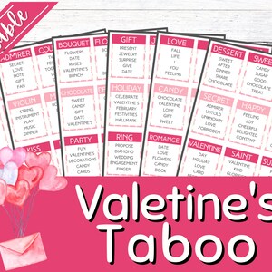 Valentine's Taboo Printable Taboo Cards - Etsy