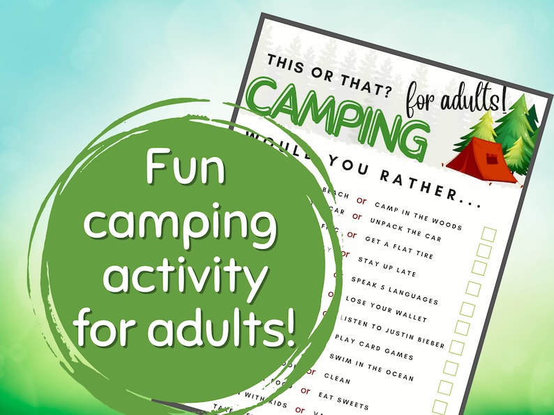Would You Rather Camping Game | This or That | Camping Activity ...