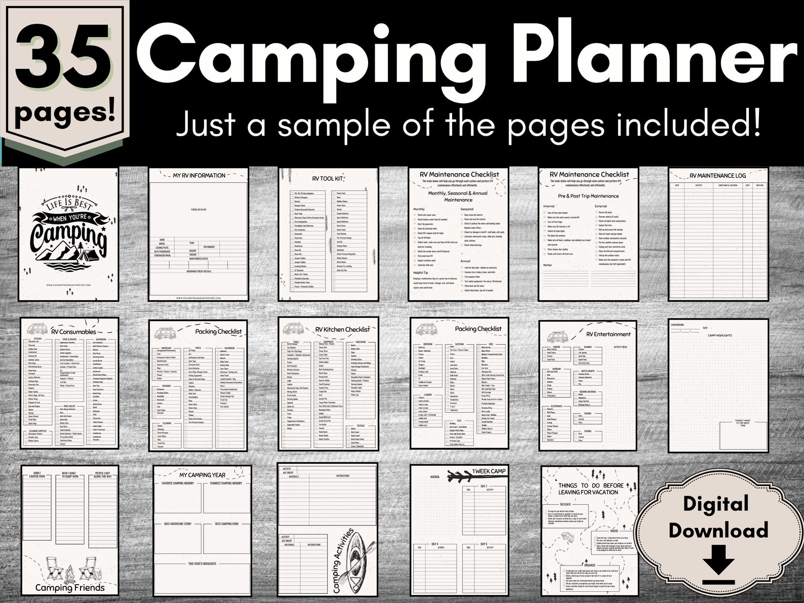 Printable Camping Planner Camping Journal Meal Planner RV Printables ...