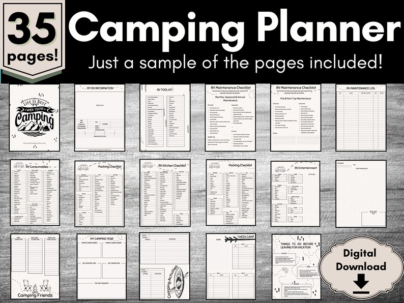 Printable Camping Planner Camping Journal Meal Planner RV Printables ...