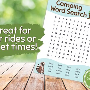 Camping Word Search Game | Printable Camping Game | Camping Birthday ...