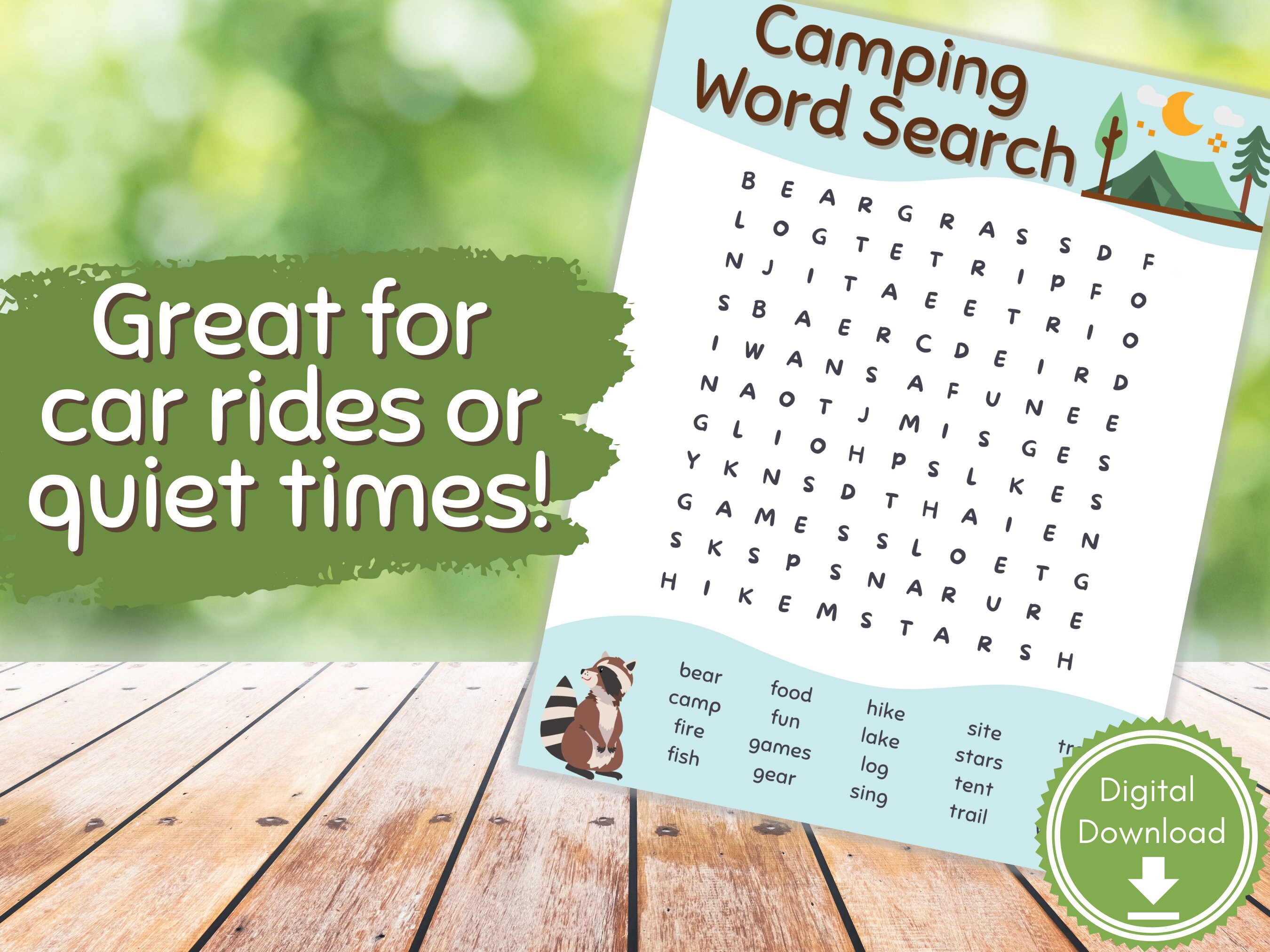 Camping Word Search Game | Printable Camping Game | Camping Birthday ...