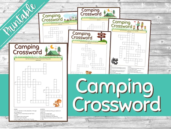 Camping Crossword Puzzle Camping Games for Kids Summer | Etsy
