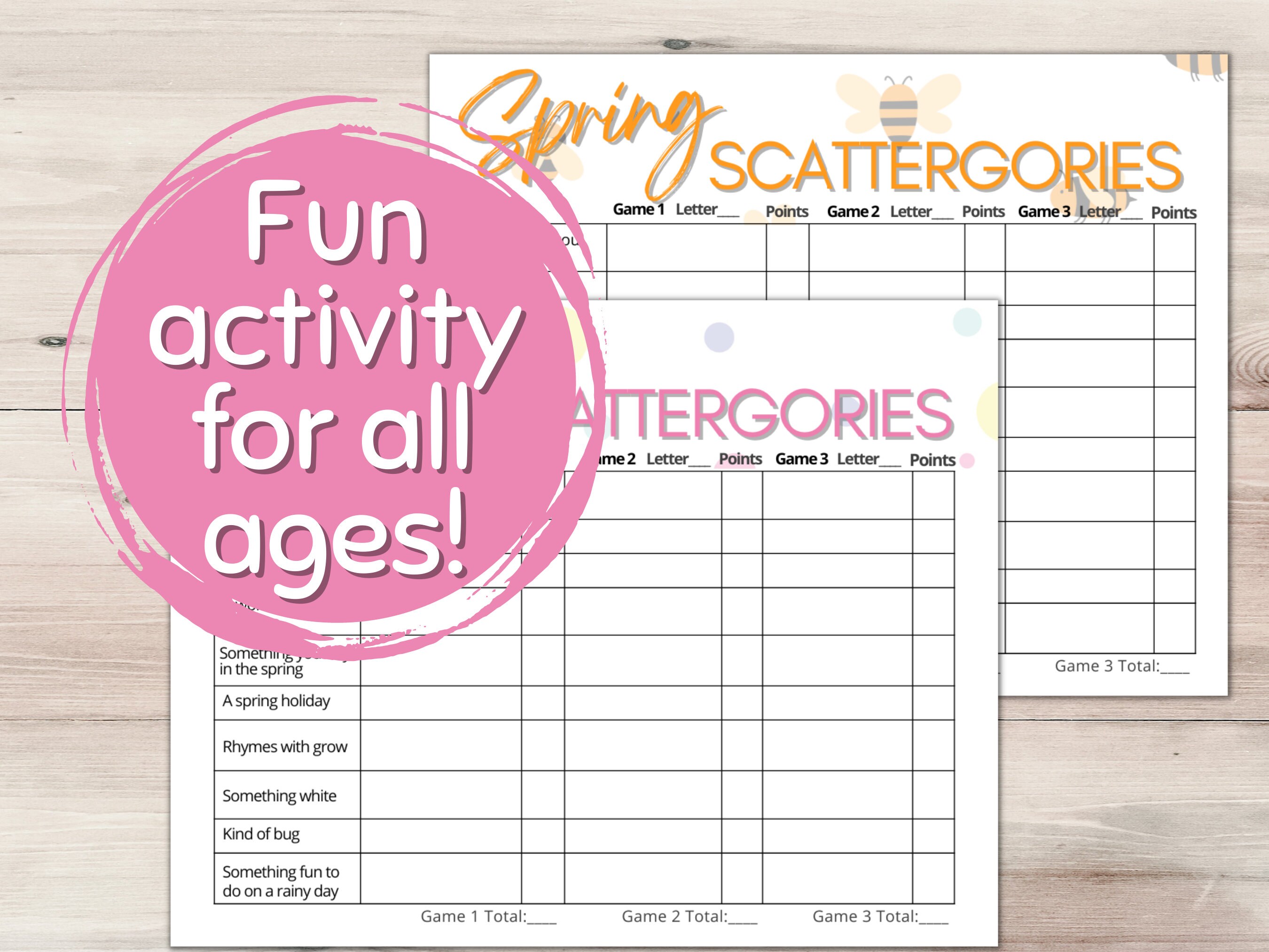 Spring Scattergories | Printable Scattergories List | Spring Game ...