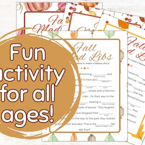 Fall Mad Libs | Printable Fill in the Blank | Party Game | Kid's Mad ...