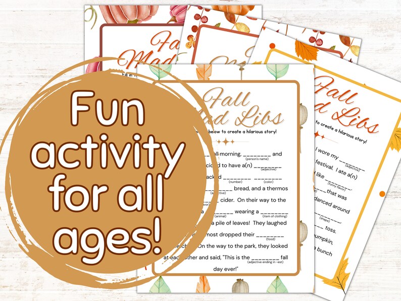 Fall Mad Libs | Printable Fill in the Blank | Party Game | Kid's Mad ...