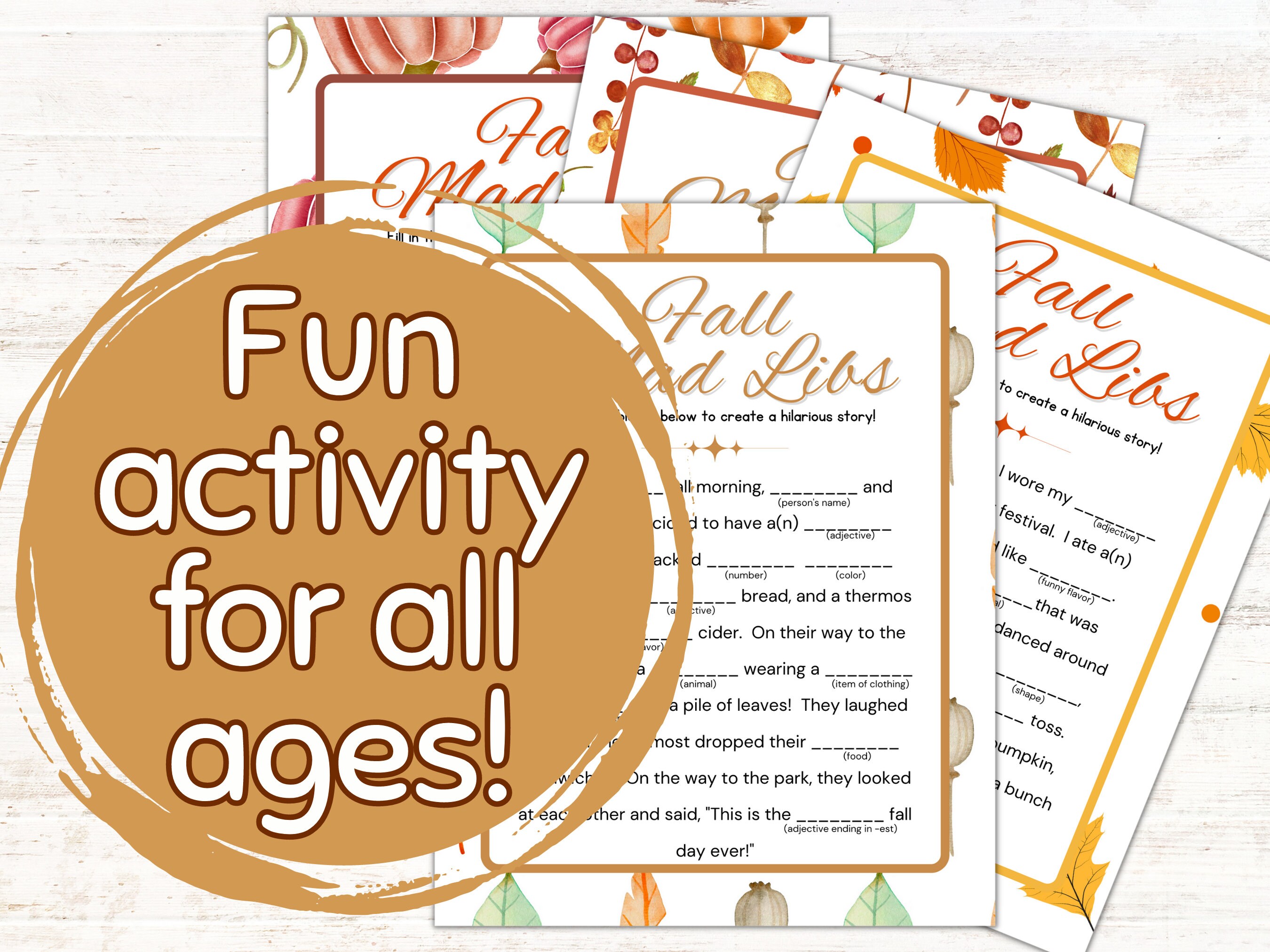 Fall Mad Libs | Printable Fill in the Blank | Party Game | Kid's Mad ...