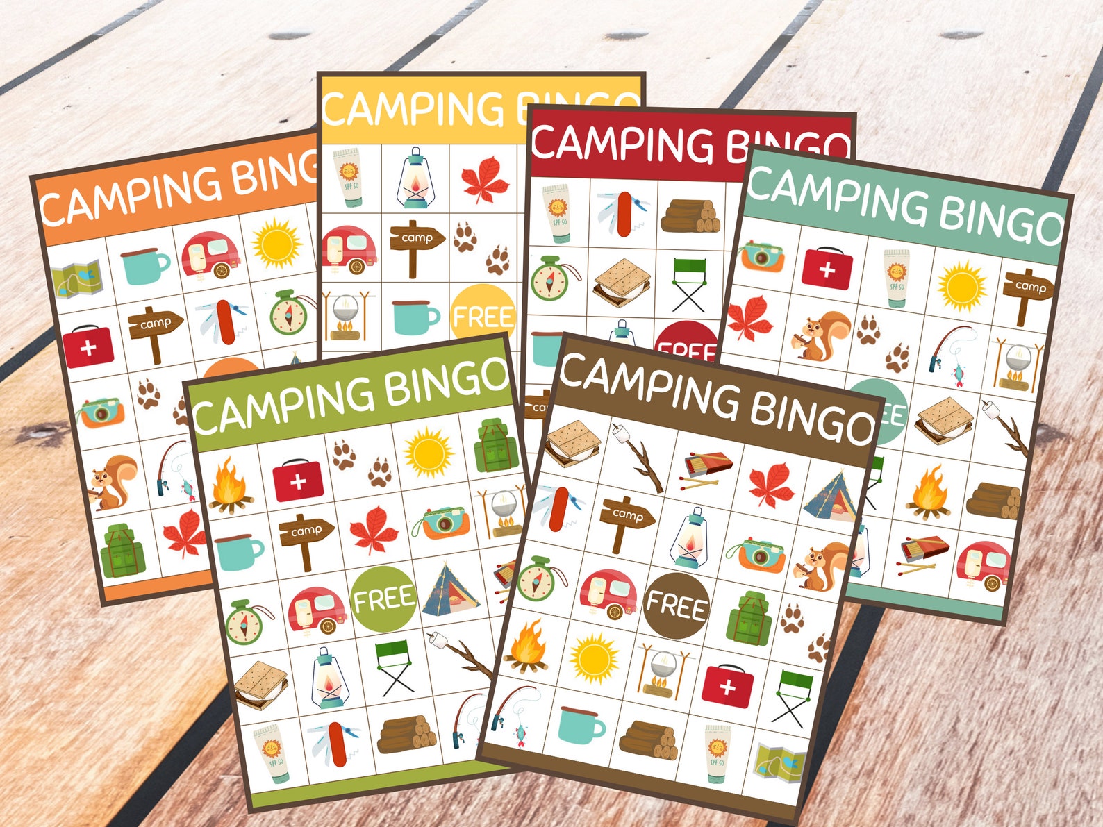 Printable Camping Bingo | Kids Camping Game | Printable Bingo Boards ...