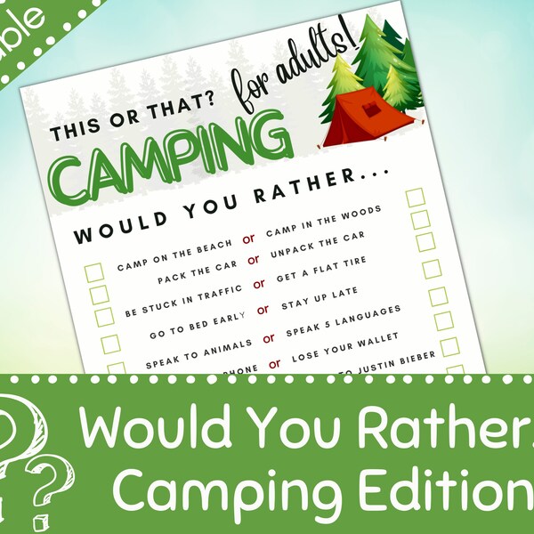 Camping Would You Rather - Etsy
