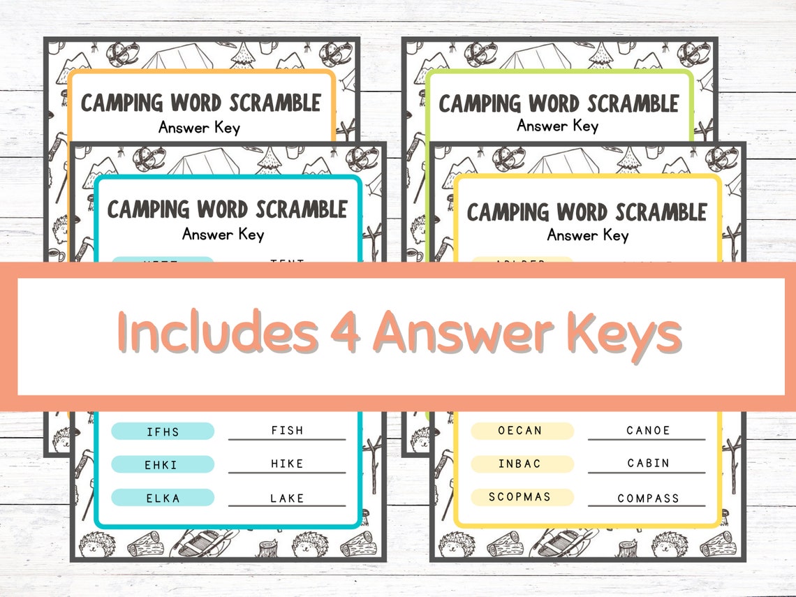 Camping Word Scramble Camp Games Camp Activity Printable | Etsy