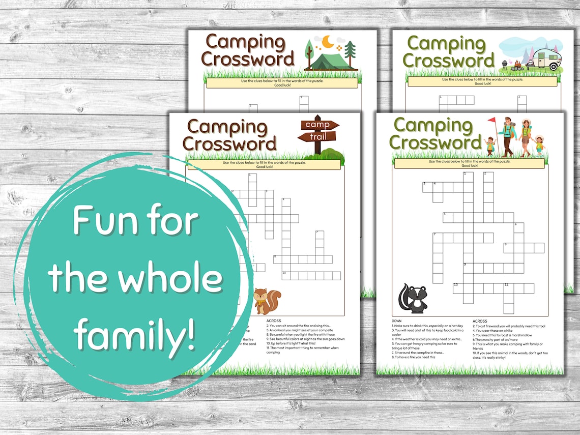Camping Crossword Puzzle | Camping Games for Kids | Summer Activities ...