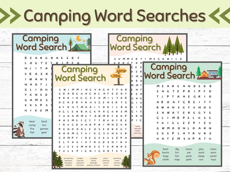 Camping Games Bundle | Camping Word Scramble | Camping Crossword ...