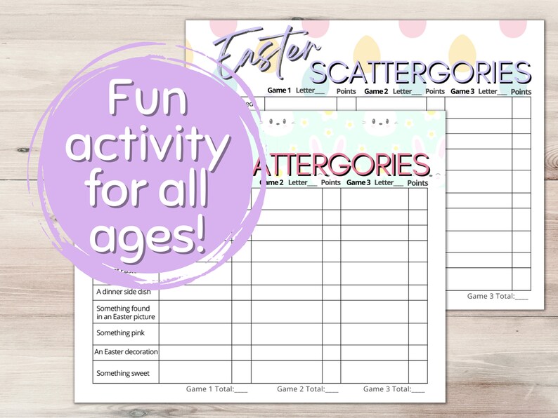 Easter Scattergories | Printable Scattergories List | Easter Game ...