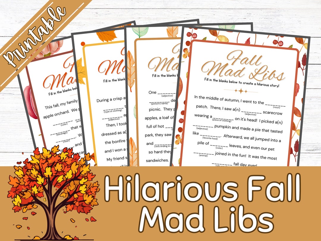Fall Mad Libs | Printable Fill in the Blank | Party Game | Kid's Mad ...