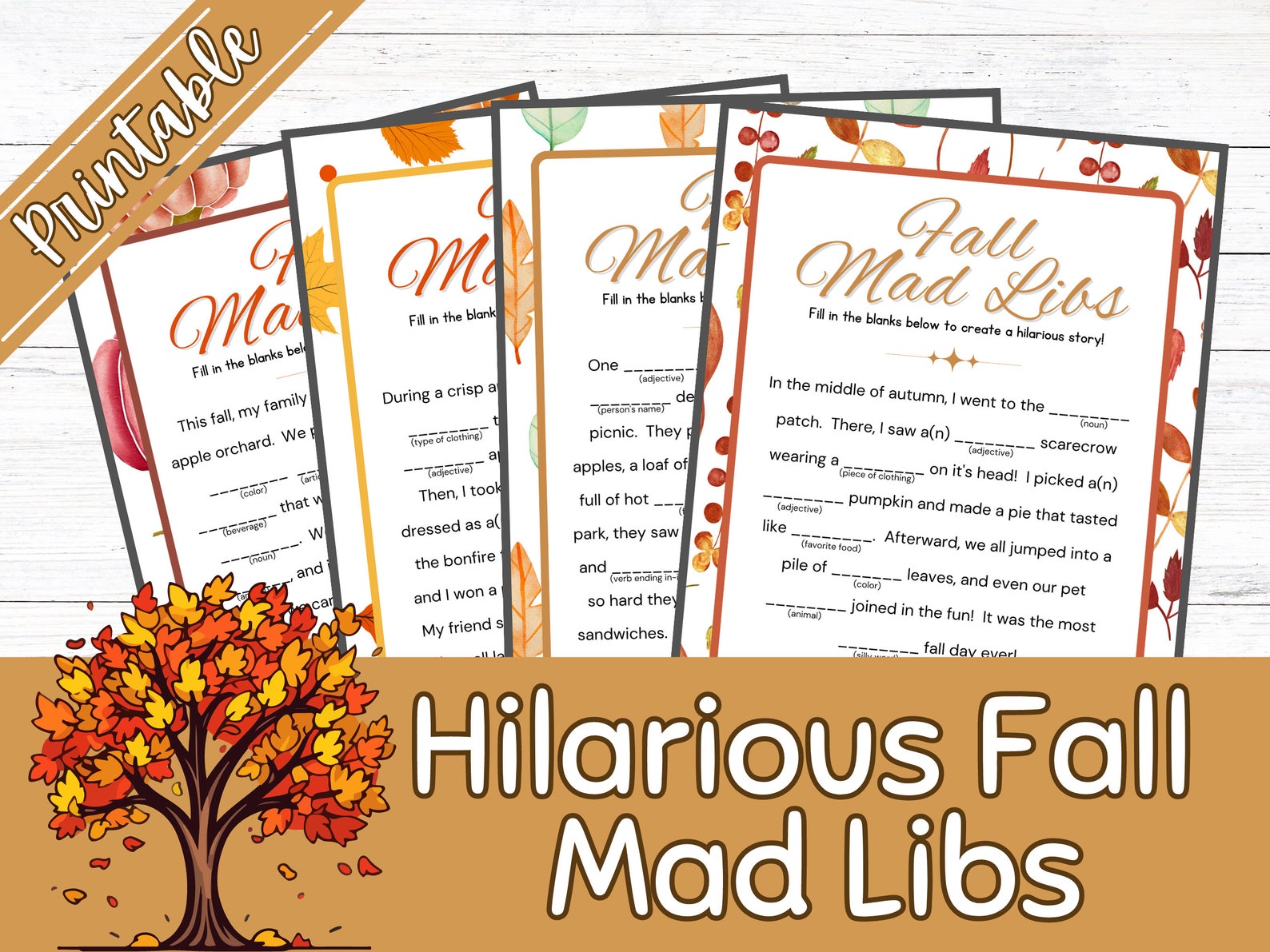 Fall Mad Libs | Printable Fill in the Blank | Party Game | Kid's Mad ...