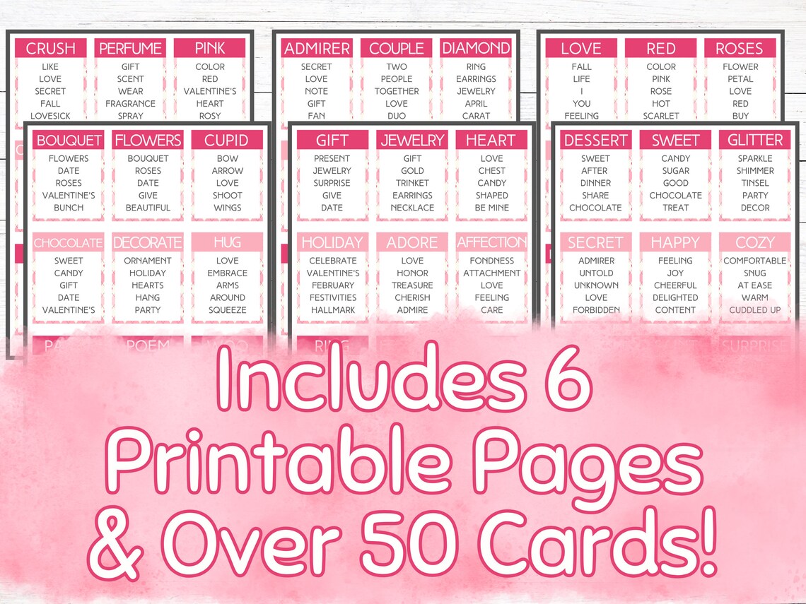 Valentine's Taboo | Printable Taboo Cards | Valentine's Games ...