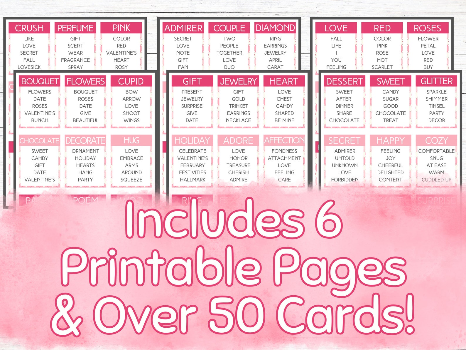 Valentine's Taboo | Printable Taboo Cards | Valentine's Games ...