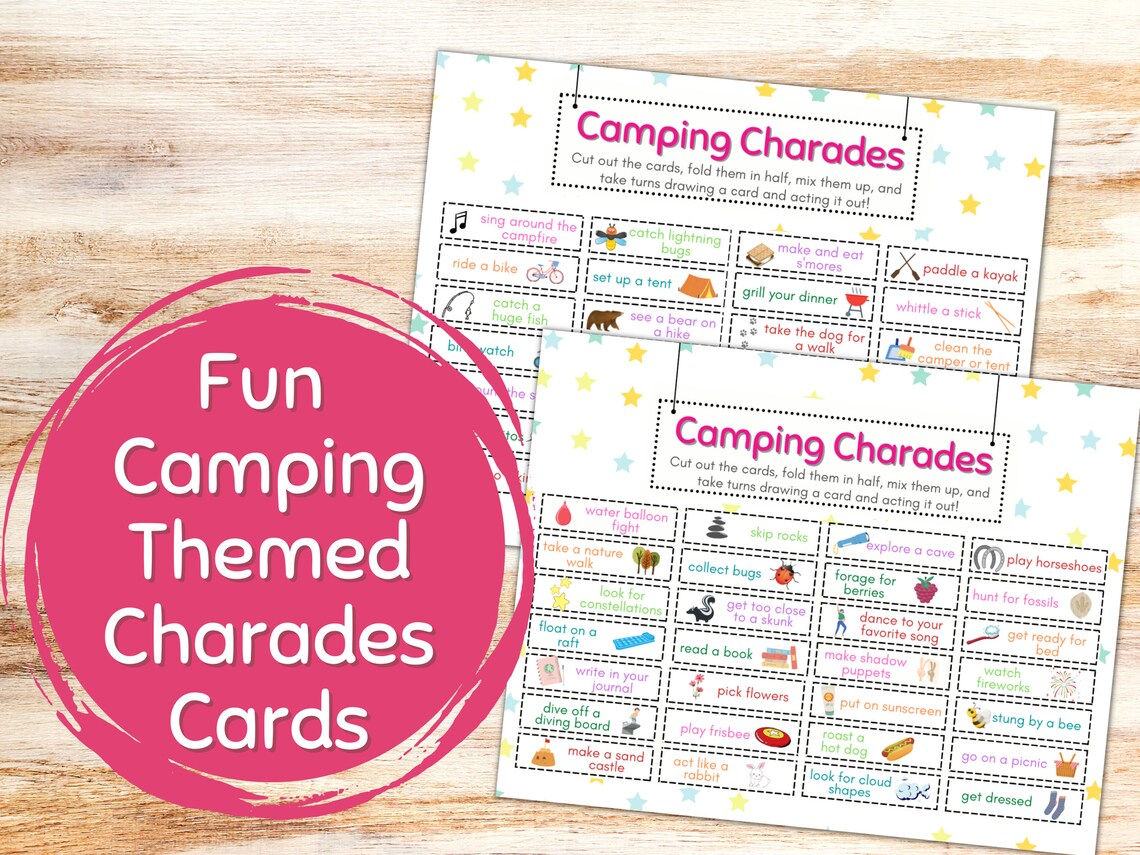 Camping Charades for Kids Charade Cards Printable Camping Games ...