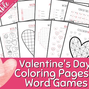 Printable Valentine's Day Coloring Pages & Word Games | Family Games ...