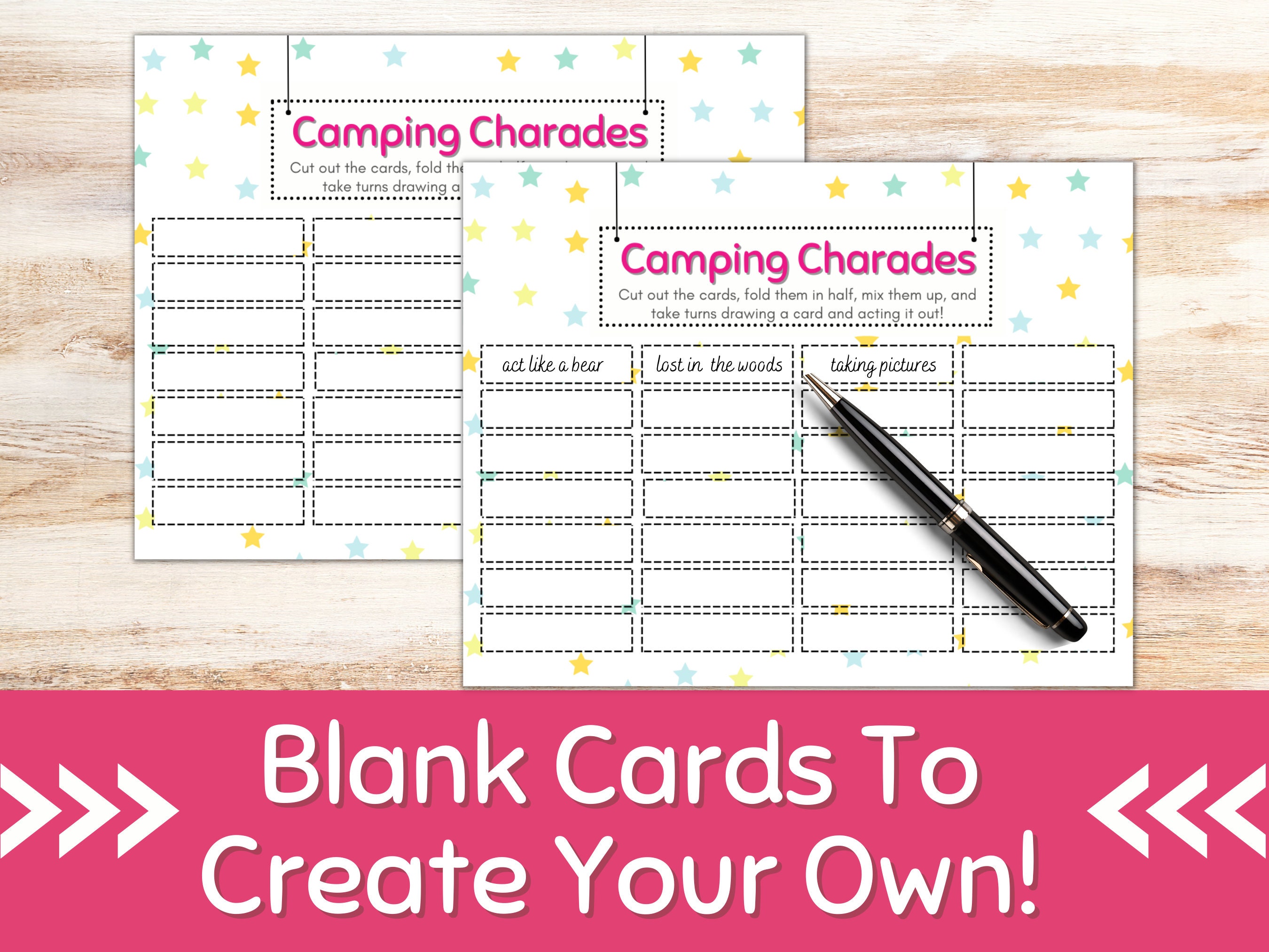 Camping Charades for Kids | Charade Cards | Printable Camping Games ...