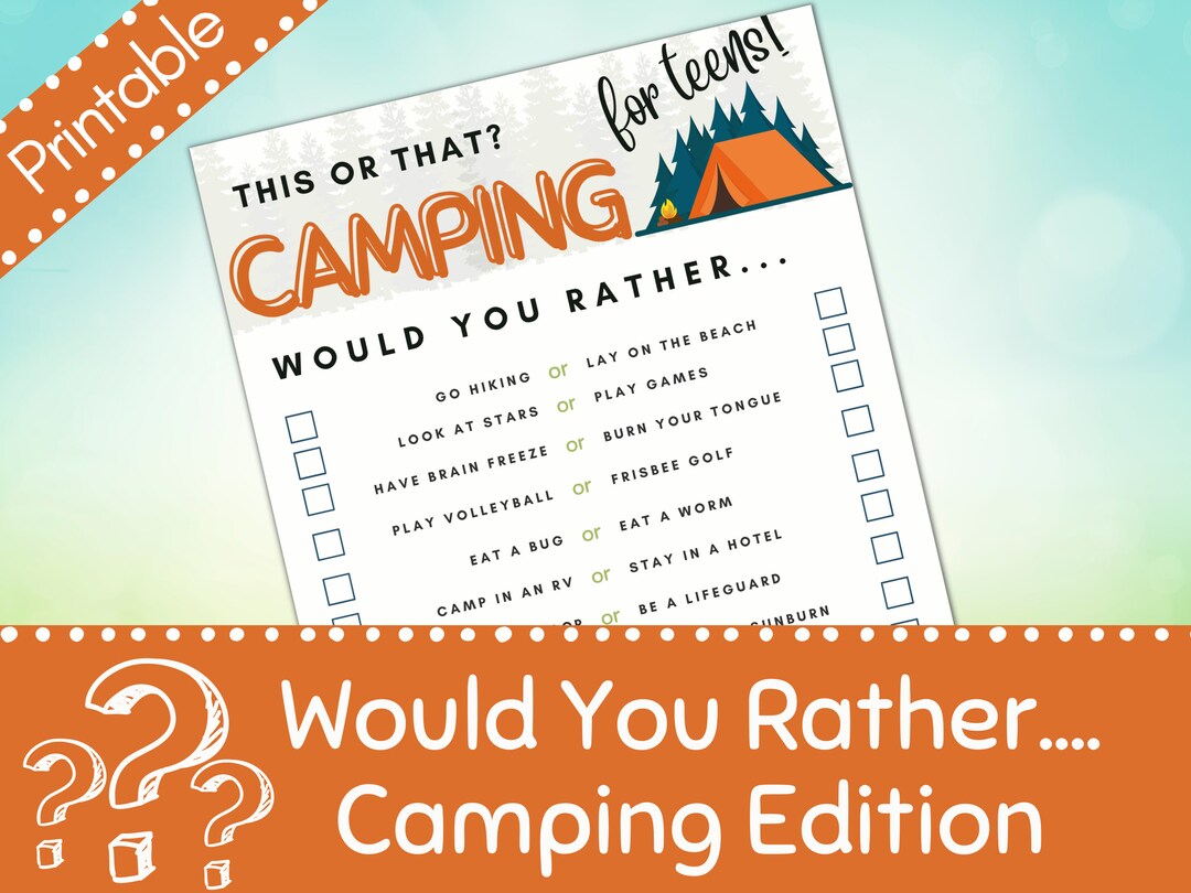 Would You Rather Camping Game | This or That | Camping Activity ...