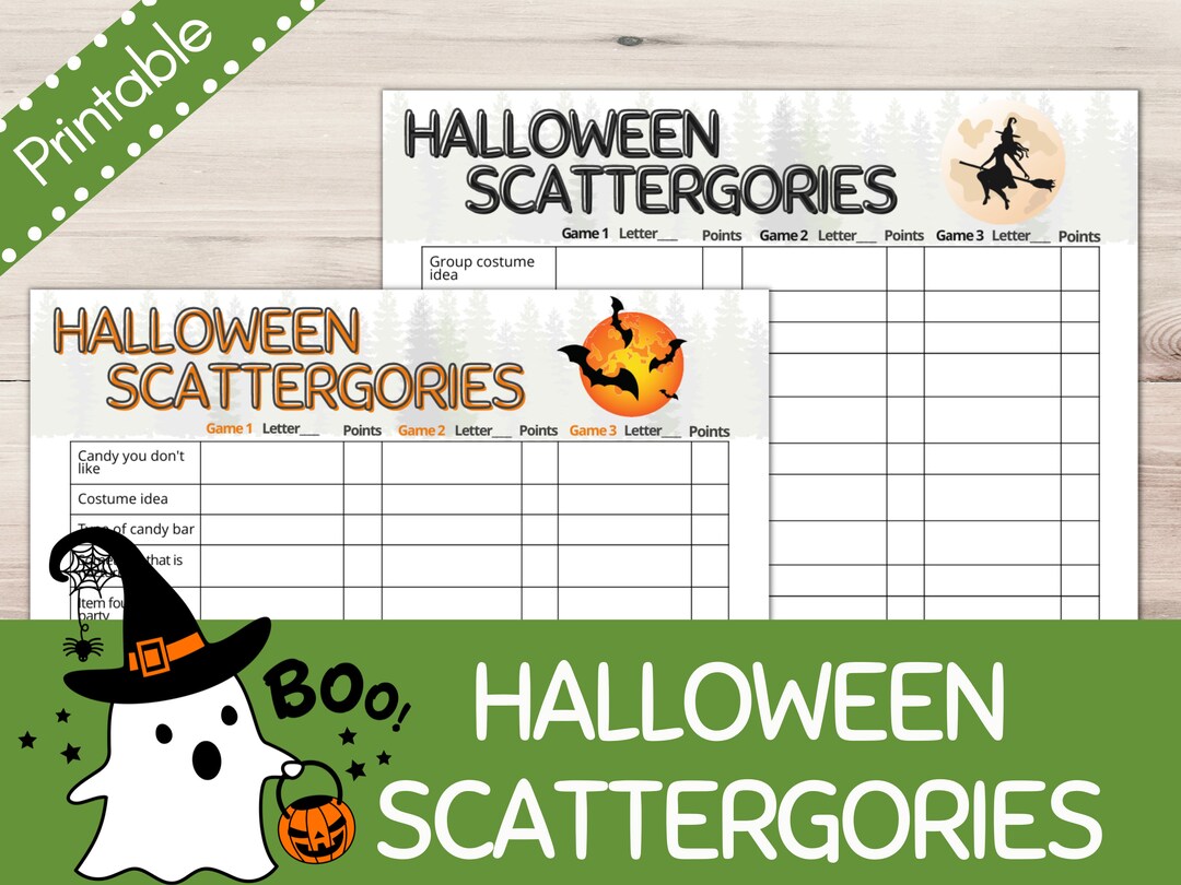 Halloween Scattergories | Printable Scattergories | Halloween Games ...