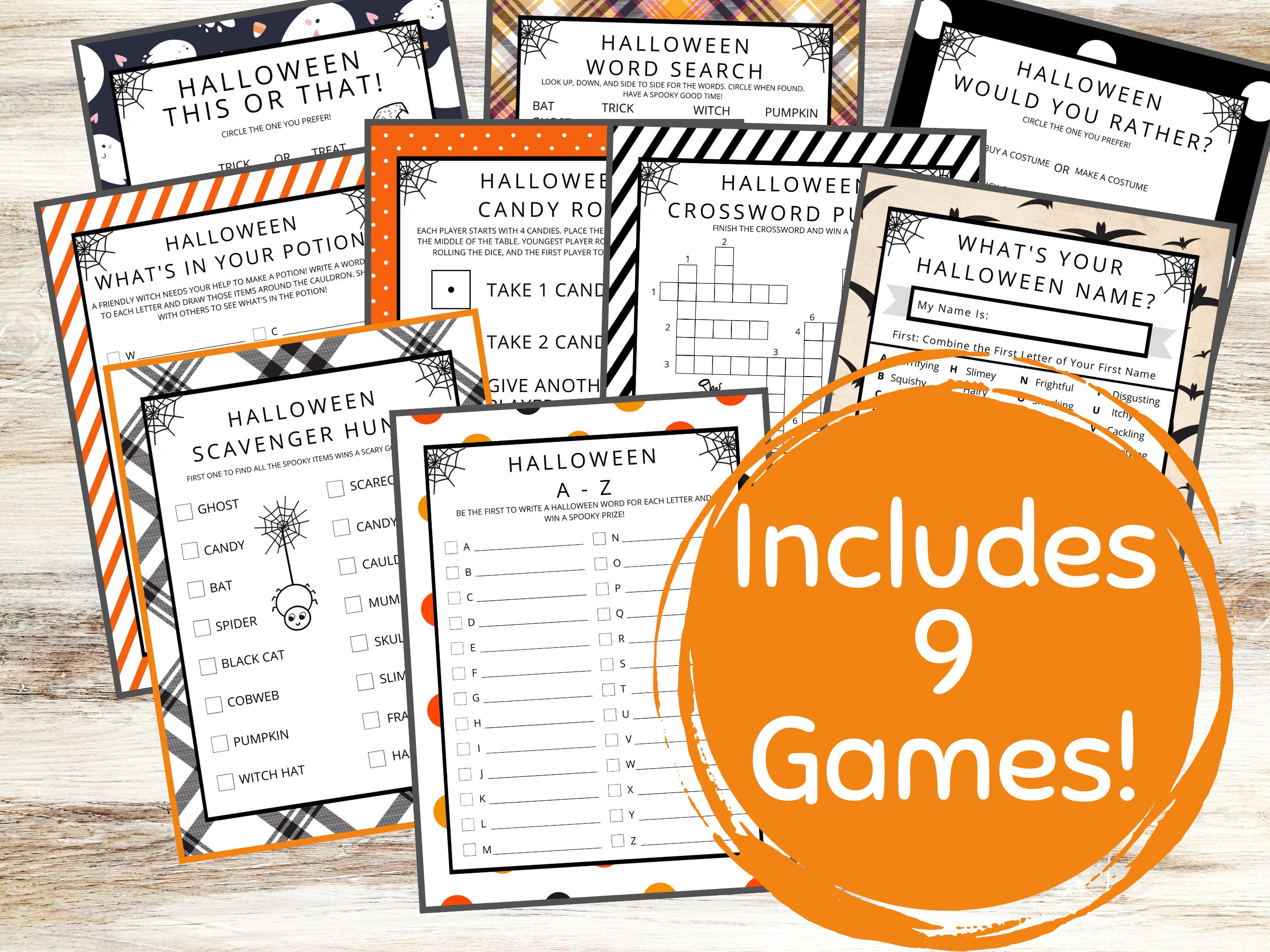 Halloween Games Bundle Printable Games Halloween Party Games Games for ...