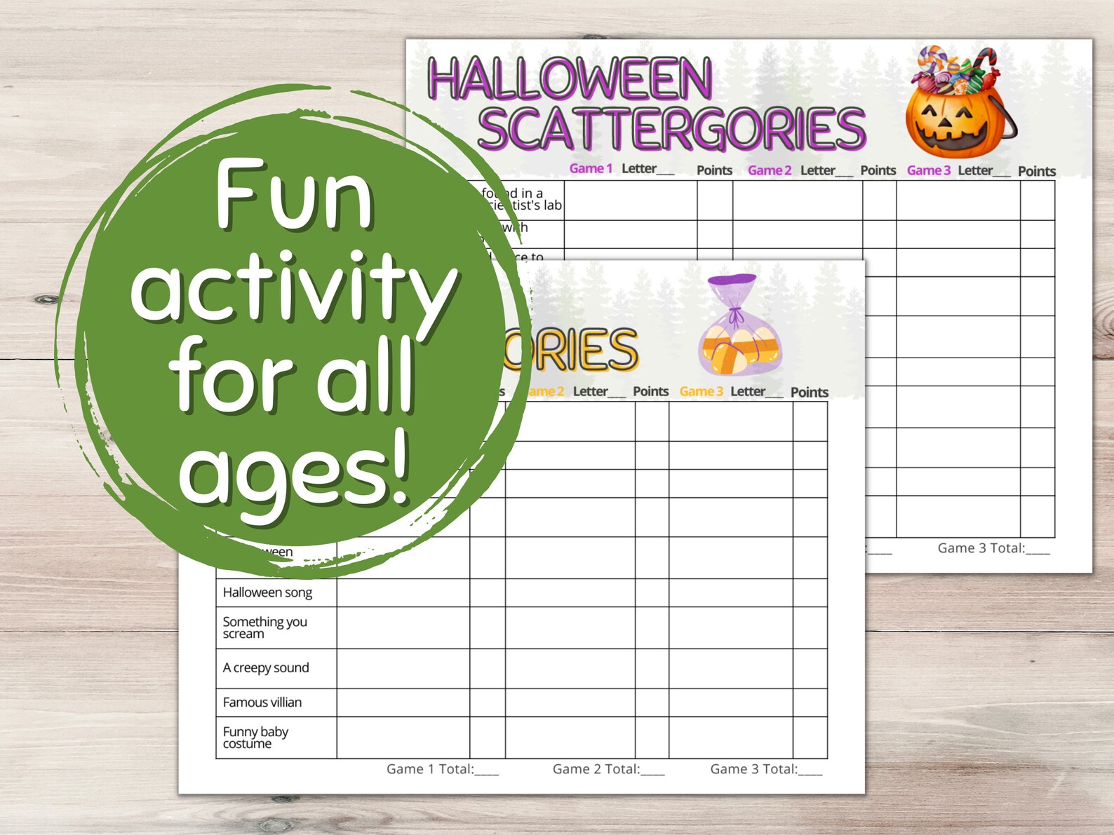 Halloween Scattergories | Printable Scattergories | Halloween Games ...