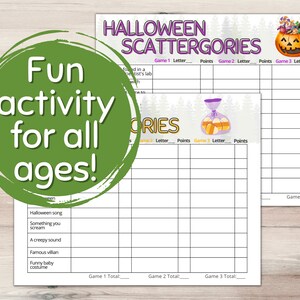 Halloween Scattergories | Printable Scattergories | Halloween Games ...