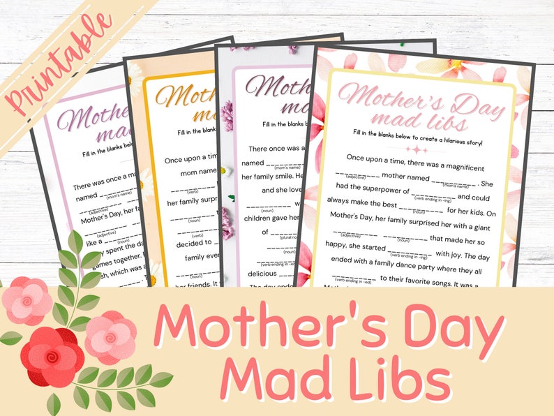 Mother's Day Mad Libs | Fill in the Blank | Party Game | Kid's Mad Libs ...