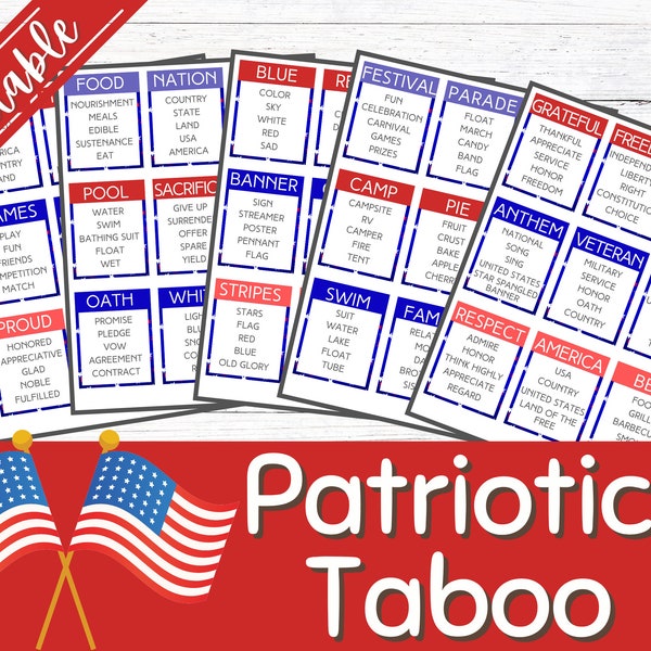 Patriotic Taboo Game - Etsy
