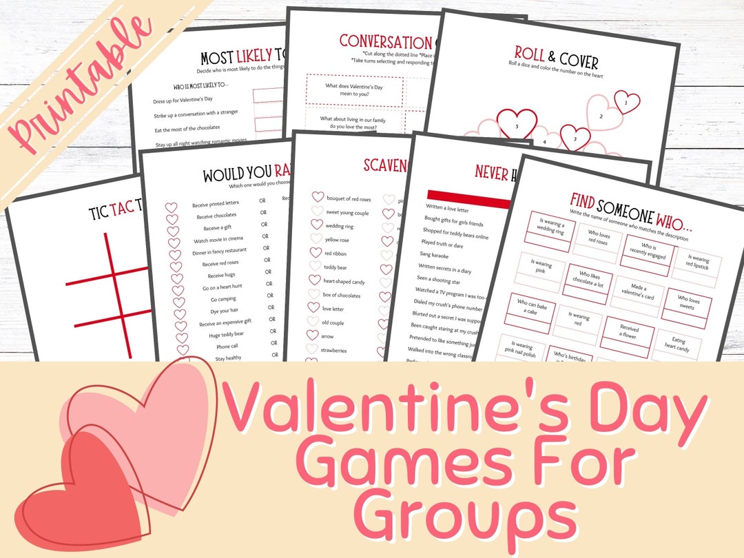 Printable Valentine's Day Games for Groups| Tic Tac Toe | Would You ...