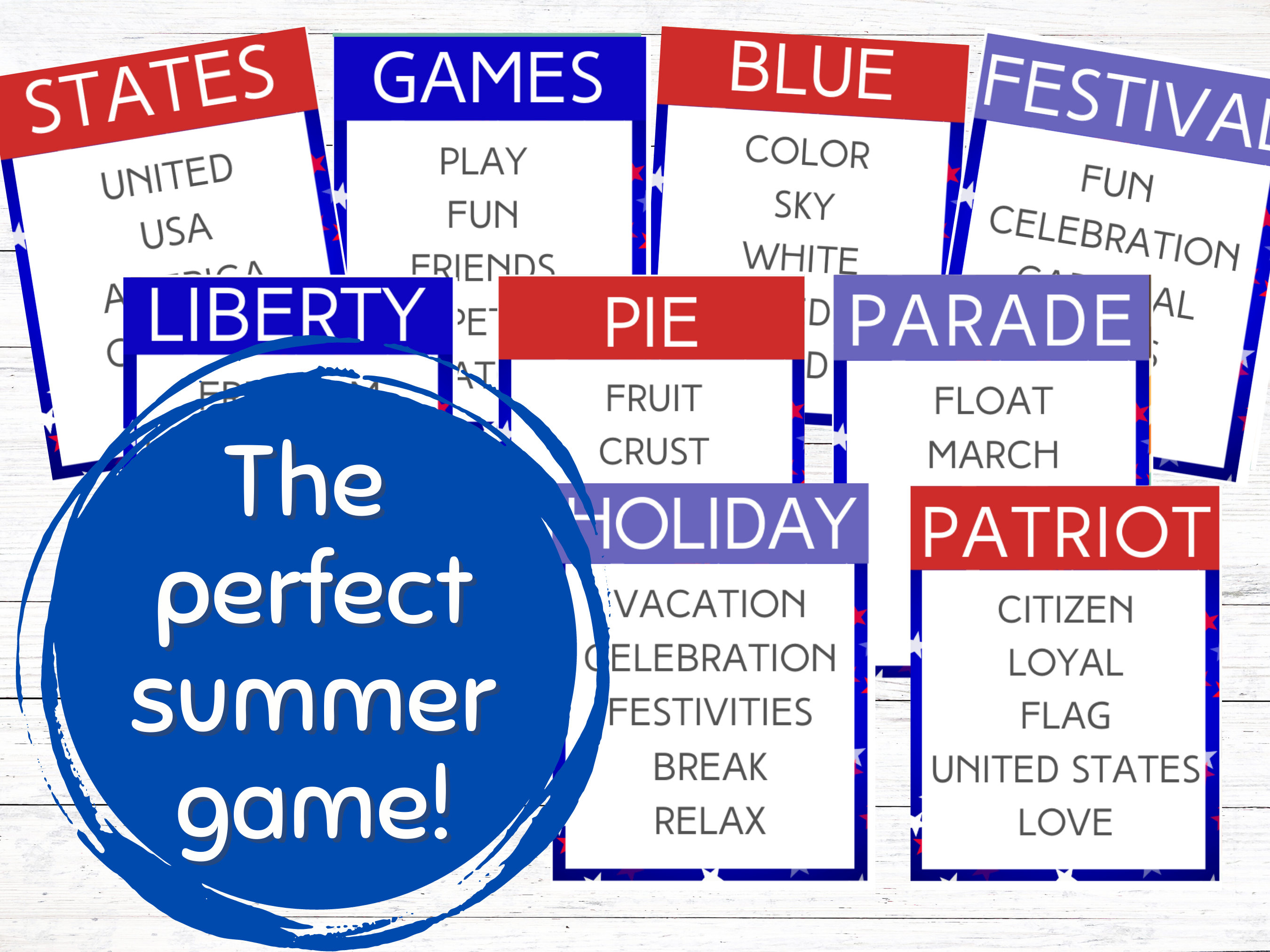 Memorial Day Taboo | Printable Taboo Cards | Printable Games ...