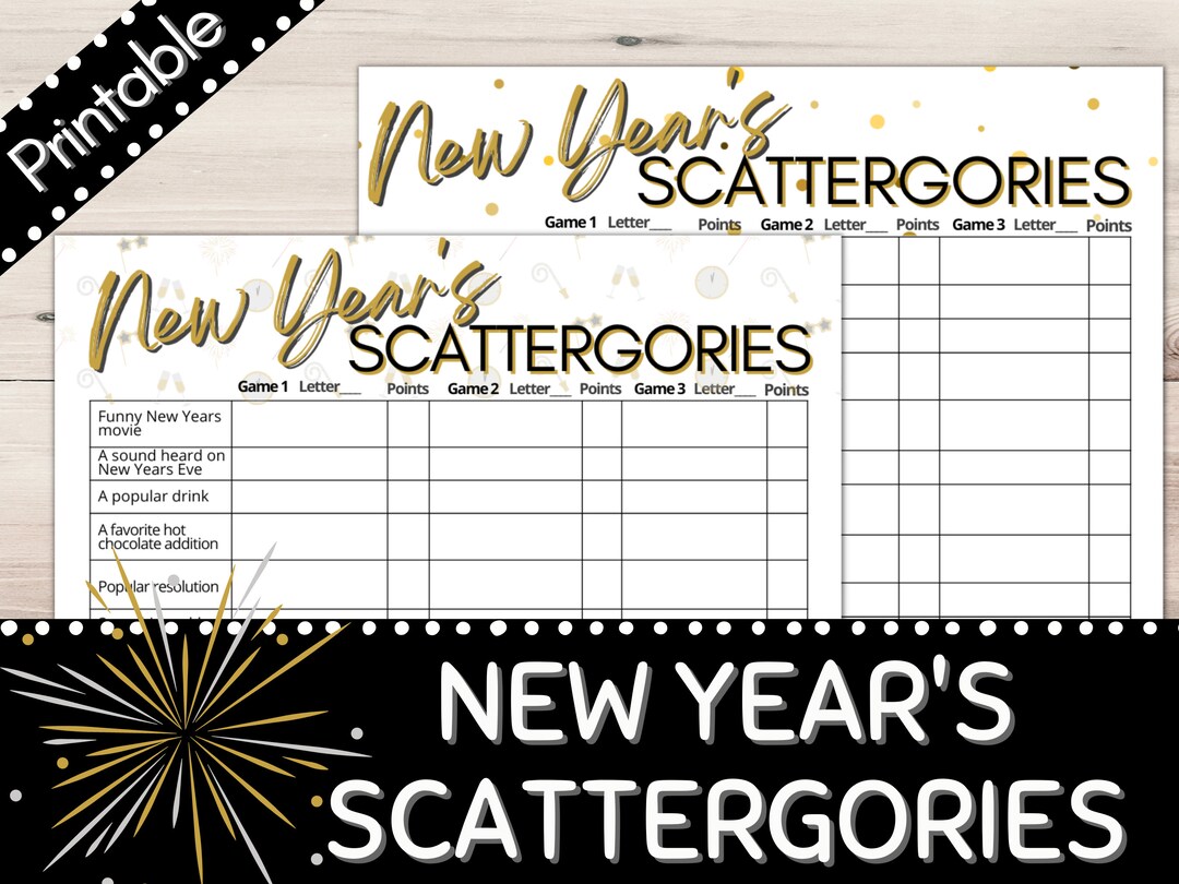 New Year's Scattergories | Printable Scattergories List | New Year's ...