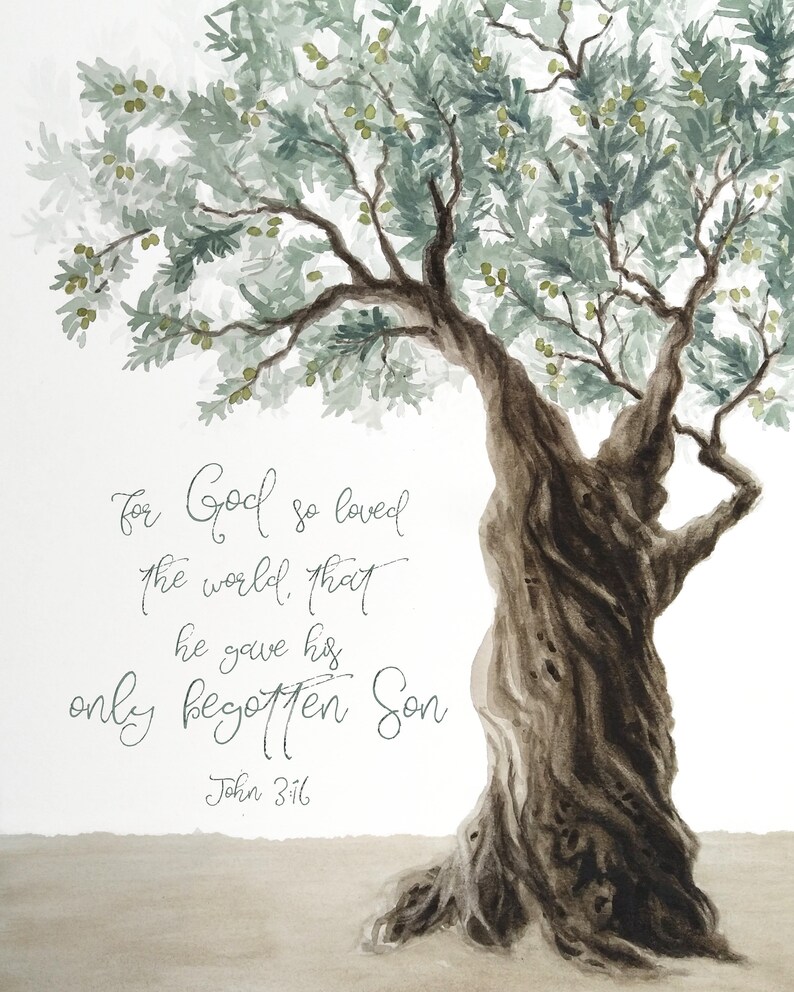 For God so Loved the World John 3:16 Olive Tree Digital Download - Etsy ...