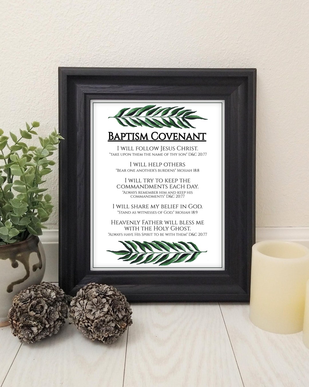 Baptismal Covenant Art With Leaves for the Church of Jesus Christ of ...